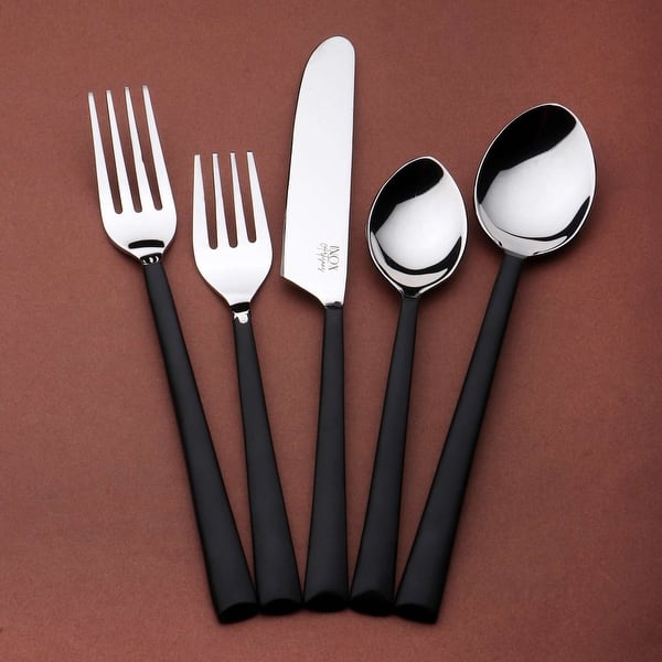 INOX Midnight Black Brier 20 Pc. Flatware Set (Serves 4) - 9" Dinner ...
