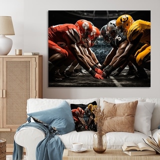 Designart "Yellow Football Dynamic Formation" Sports Wall Decor - Bed ...