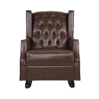 Button Tufted Wingback Rocking Chair with Birch Rocker - Bed Bath ...