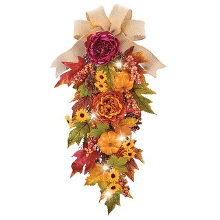 LED Lighted 5-Foot Decorative Autumn Harvest Swag - 12" x 5" x 23 ...