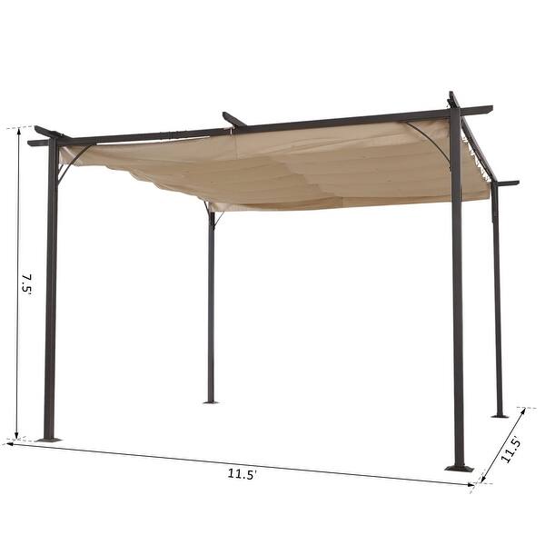 11.5' Retractable Canopy Cover Steel Frame Classic Pergola Gazebo - Bed ...