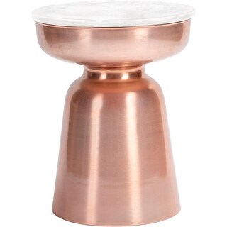 Modern Hourglass Side Table with Marble Top and Brass Base, Ivory White ...