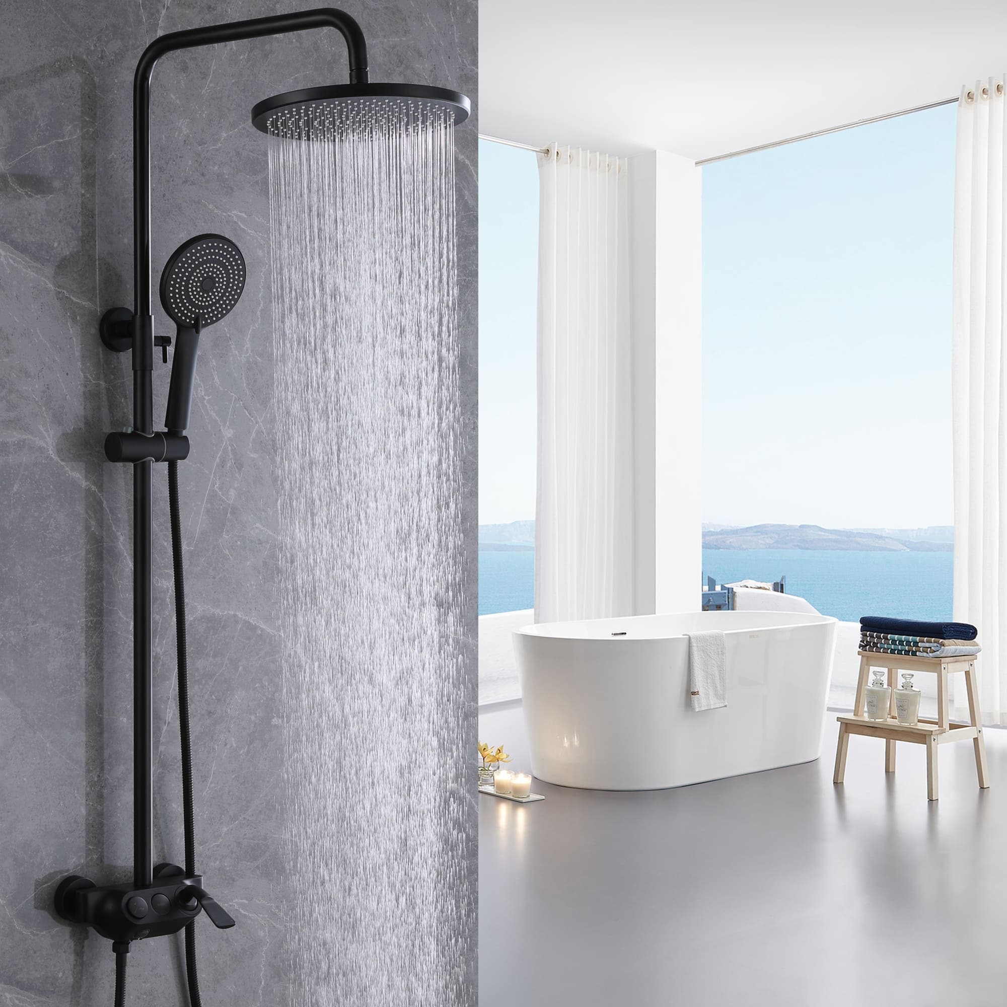 Wall Mounted Complete Shower System With Rough-In Valve - On Sale - Bed ...