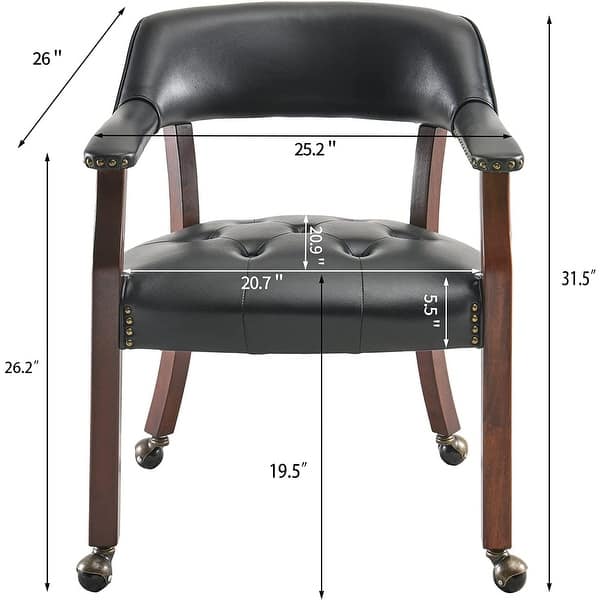 Dining Chairs with Casters Solid Wood Frame Poker Table Chairs - Bed ...