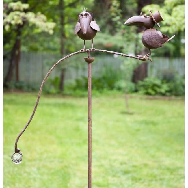 "Dandy & Specks" Two Ravens with Glasses Balance Garden Stake - Rust ...