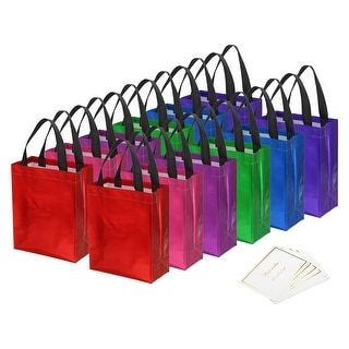 Gift Bags with Cards, 12 Set 8" Reusable Non-Woven Gift Goodie Bags - 6 ...