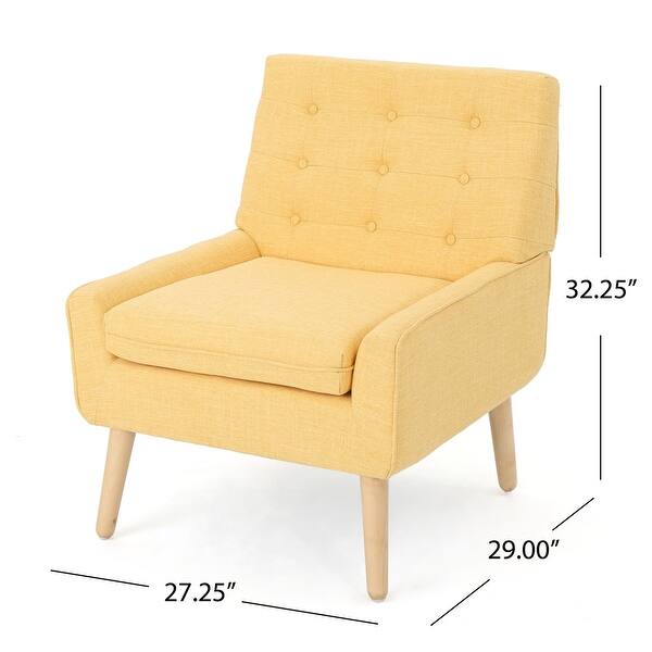 Yellow Retro Chair: Mid-Century Design with Button Tufted Waffle Stitch ...
