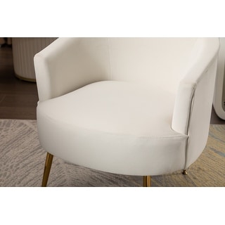 Ivory Velvet Armchair Accent Tub Barrel Chair With Gold Metal Legs ...