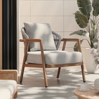 Outdoor Rope Club Chair with Textured Taupe Cushion Set of 1 - Bed Bath ...