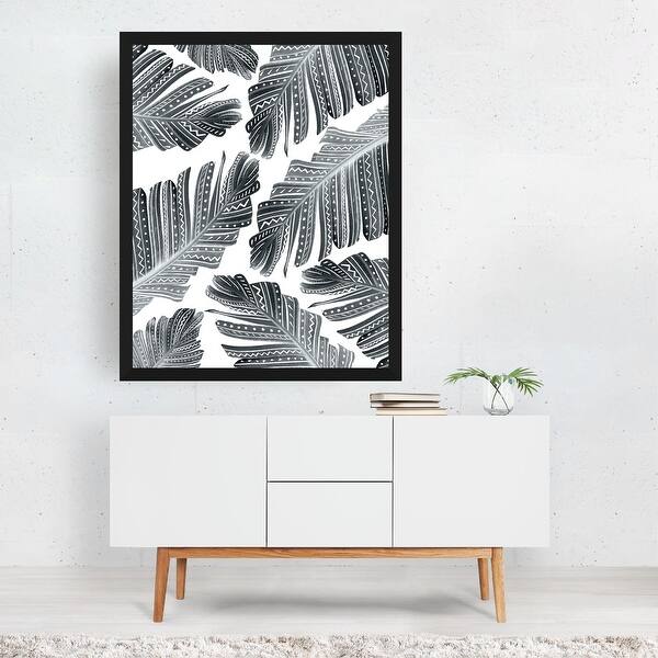 Black White Boho Banana Leaves 1 Collage Bohemian Art Print/Poster ...
