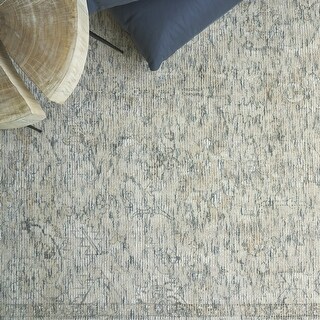 EXQUISITE RUGS Tuscany Hand-loomed Wool/Bamboo Silk Beige/Blue Area Rug ...