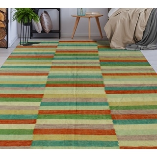 Hand-Woven Winchester Kilim Candis Ivory/Rust Rug - 8'2" x 11'6" - Bed ...