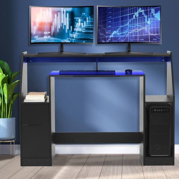 Modern PC Laptop Desk Study Table Workstation Gaming Desk With Led ...