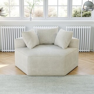 56''L Chenille Sponge single sofa,No Assembly Required,Fluffy Modern ...
