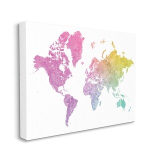 Stupell Modern World Map Cool Warm Tone Ombre Canvas Wall Art - Multi ...