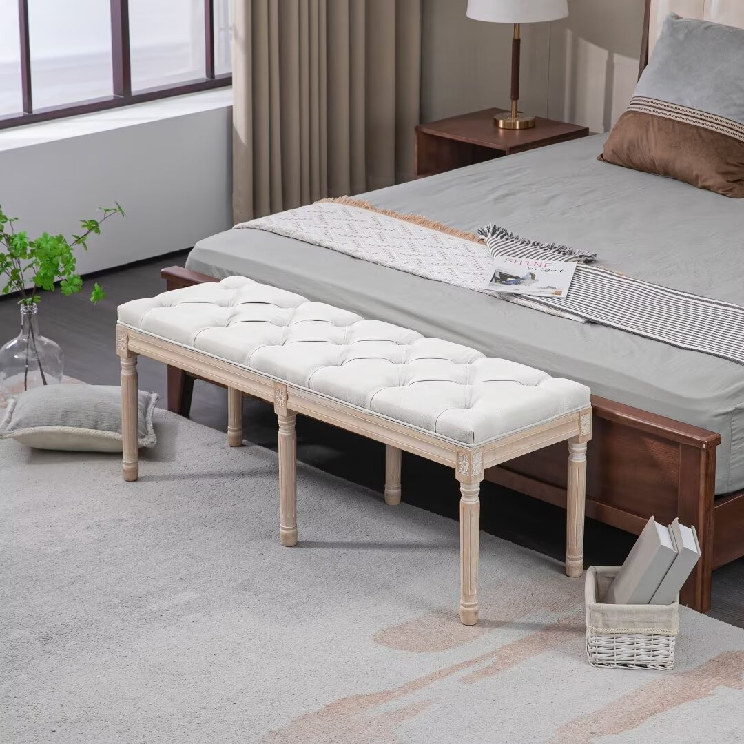 White end of bed bench store