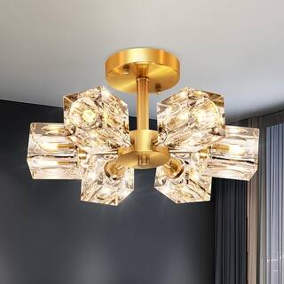 Modern Luxurious Crystal Carving Ceiling Light, 6 Lights (G9 Bulb ...