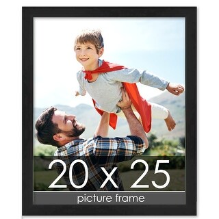 20x25 Lacquer Black Complete Wood Picture Frame with UV Acrylic, Foam ...