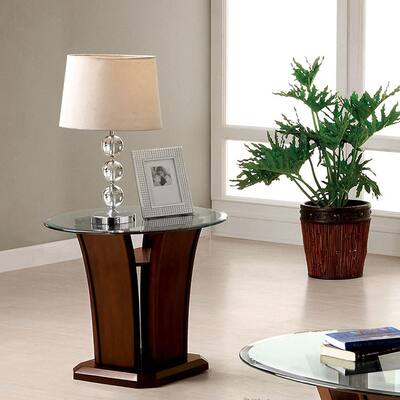 Leo End Table in Dark Cherry - Overstock - 36547084