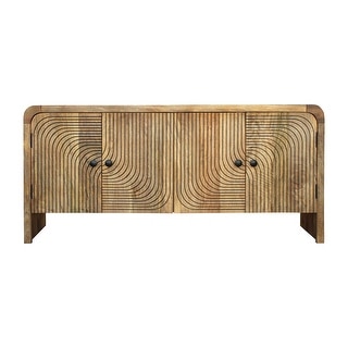 Sagebrook Home Cabinet Mango Wood Veneer MDF Ribbed Pattern Waterfall ...