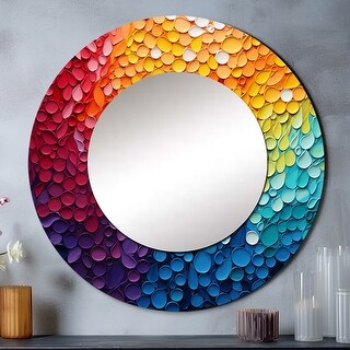 Designart "Hardedge Art Contrasting Cadence I" Abstract Round Mirror ...