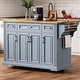 Large Kitchen Island with Wood Drop Leaf, Blue Rolling Kitchen Cart ...