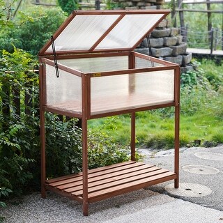 Wooden Greenhouse Cold Frame with Shelf-41"H - Brown - Bed Bath ...