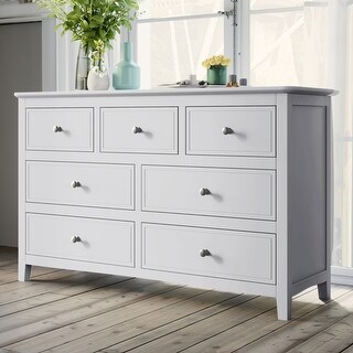 48.42" Solid Wood 7-Drawer Double Dresser, Wide Chest of Drawers - Bed ...