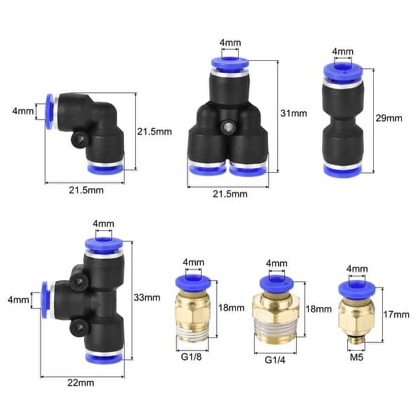 4mm OD Nylon Air Hose Tubing Kit 10 Meters with 14 Pcs Push Fittings ...