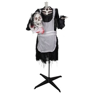 57" Animated LED Head-In-Hand Skeleton Maid Halloween Decoration - Bed ...