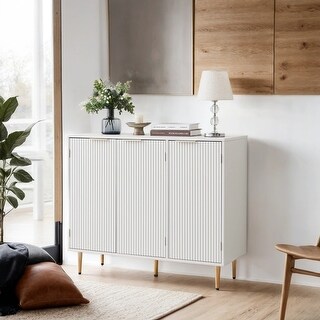 Wave Pattern 3-Doors Storage Cabinet, Buffets Sideboard Console Table ...