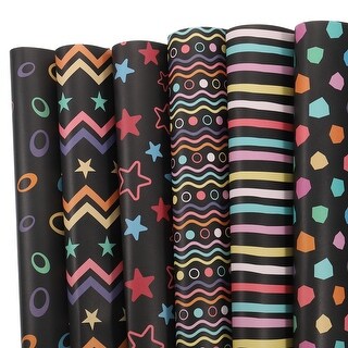 Wrapping Paper, Star,Stripe,Dots,Ring,Wave 20x28" 6Pcs - Multicolor ...