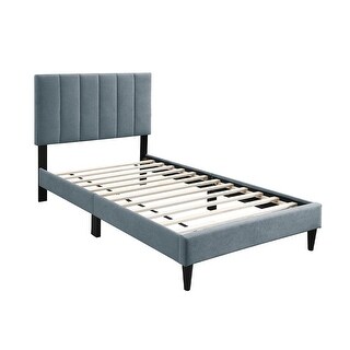 Lilian Full Bed, Soft Channel Tufted Light Gray Linen Upholstery - Bed ...