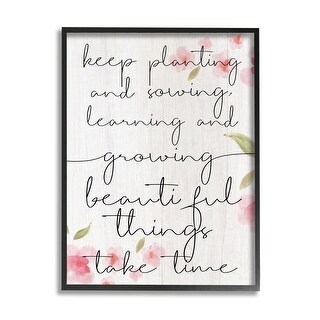 Stupell Beautiful Things Take Time Motivational Phrase Gardening ...