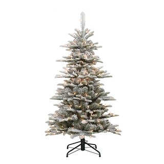 4.5' Slim Flocked Aspen Fir Artificial Christmas Tree, Clear Lights - 4 ...