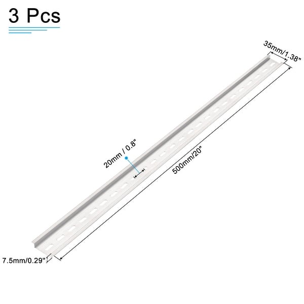 300mm x 35mm x 7.5mm DIN Rail Slotted Aluminum Mounting Guide 3 Pcs ...