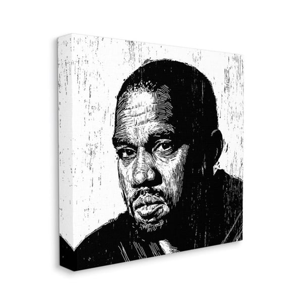 Stupell Kanye Black White Etched Portrait Culture Icon Canvas Wall Art ...