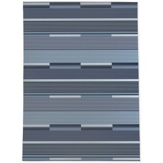 RETRO COLOR BLOCK STRIPE BLUE Outdoor Rug by, Becky Bailey - Bed Bath ...