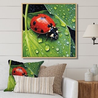 Designart "Red And Black Ladybugs I" Ladybug Framed Canvas Wall Art ...