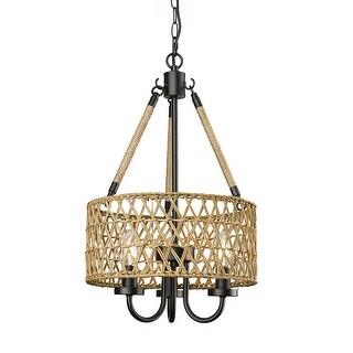 4-Light Bohemian Pendant Rattan Island Chandeliers for Dining Room - On ...