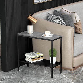 Marble Contemporary Accent Table with Metal Frame Narrow Desk - 23.2x11 ...
