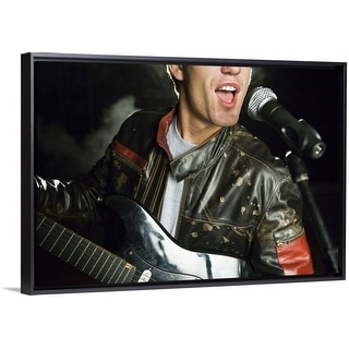 "Man playing guitar and singing" Black Float Frame Canvas Art - Bed ...