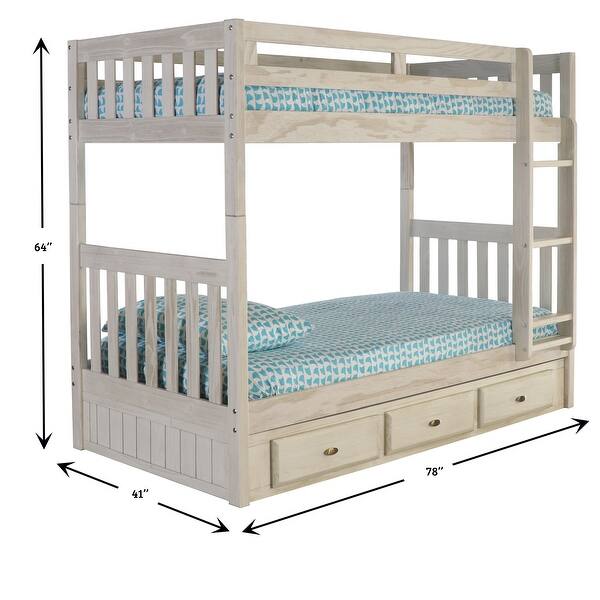 OS Home and Office Furniture Model 5211K3-22 Solid Pine Twin/Twin Bunk ...