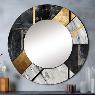 Designart "Marble Granite Agate With Touches Of Gold IX" Modern ...