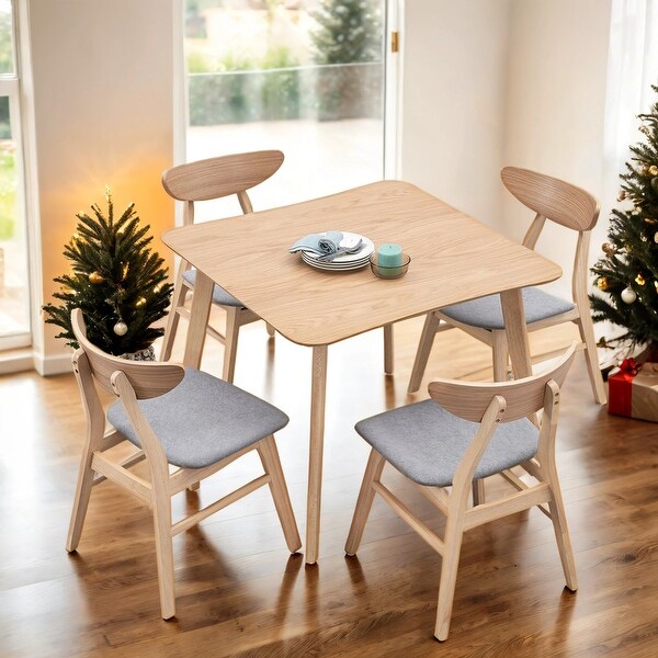 VANTOUL Compact 5 Piece Space Saving Dining Table and Chair Set Oak