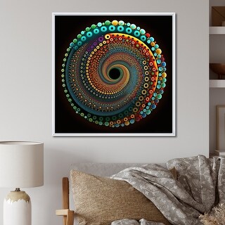 Designart "Iridiscdent Pointillism Spiral Turquoise Shades I" Modern ...