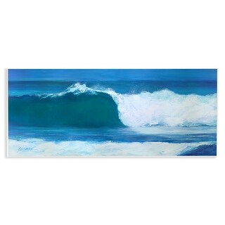 Stupell Crested Beach Barrel Wave Blue Green Tide Wood Wall Art,7x17 ...