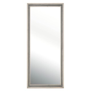 Transitional Style Mirror With Pine Wood frame, Cream And Gray - N/A ...