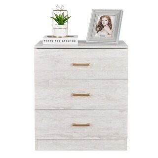 White MDF Storage Cabinet with 3 Drawer Assemble Require - Bed Bath ...