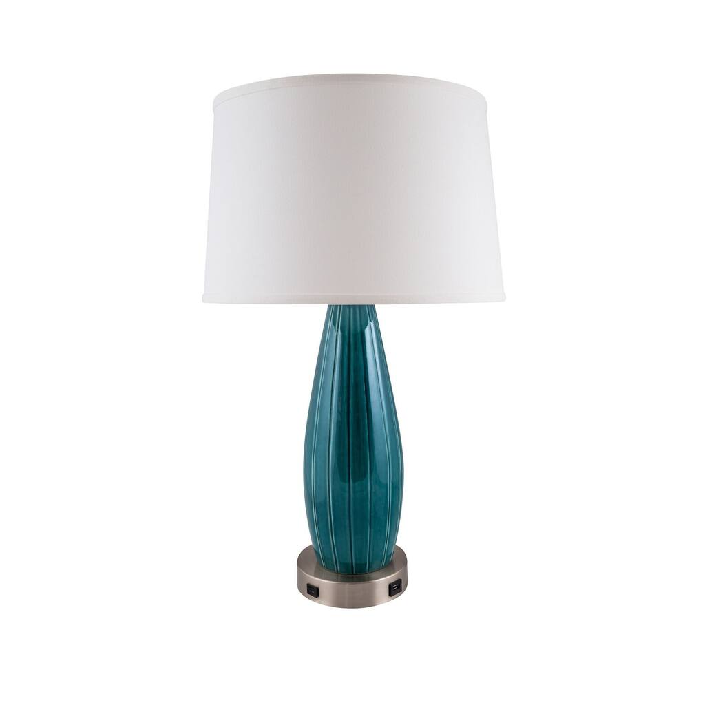 RiverCeramic® Stream Line Lamp with USB tropical turquoise - Overstock ...